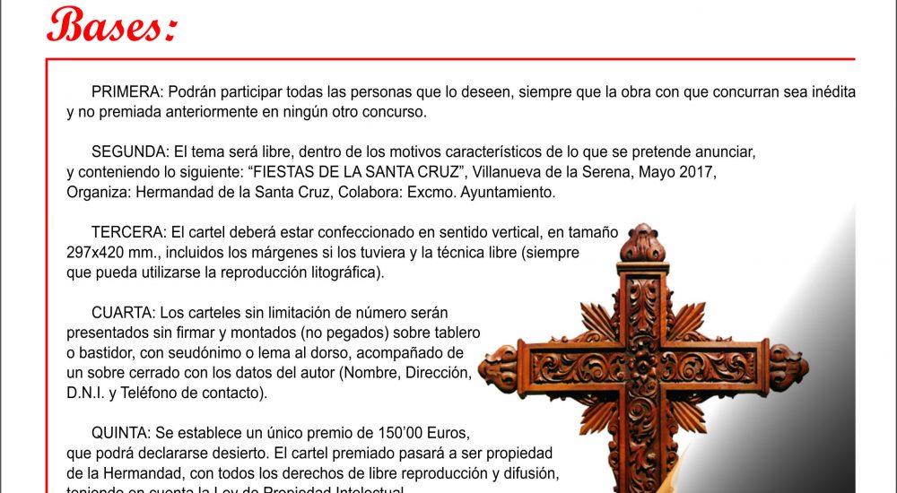 Convocado el XIV concurso de carteles de las fiestas de la Santa Cruz