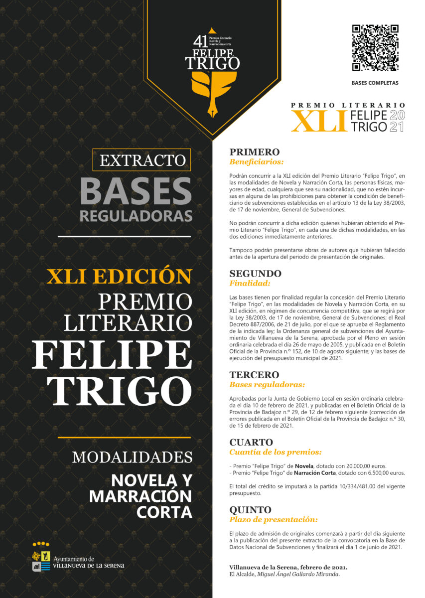 BASES XLI EDICIÓN DEL PREMIO LITERARIO “FELIPE TRIGO” - Ayuntamiento de ...