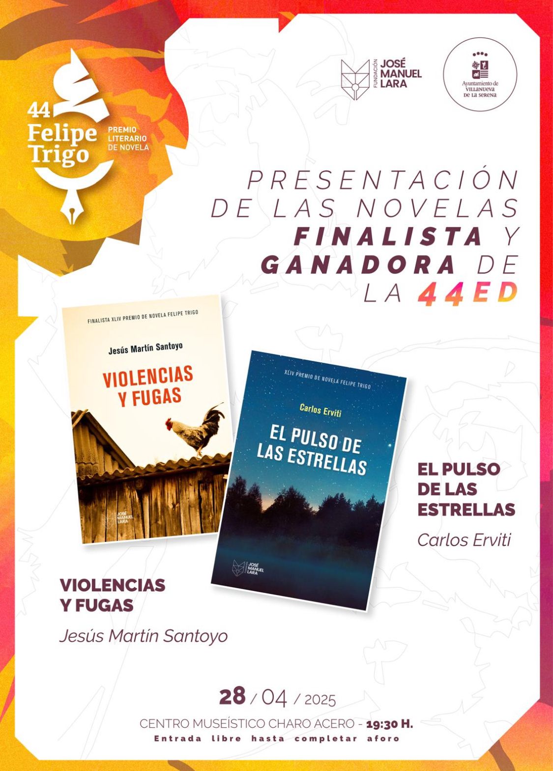Acto Literario. Presentación de las Novelas Finalista y Ganadora de la 44 Edición del Premio ...